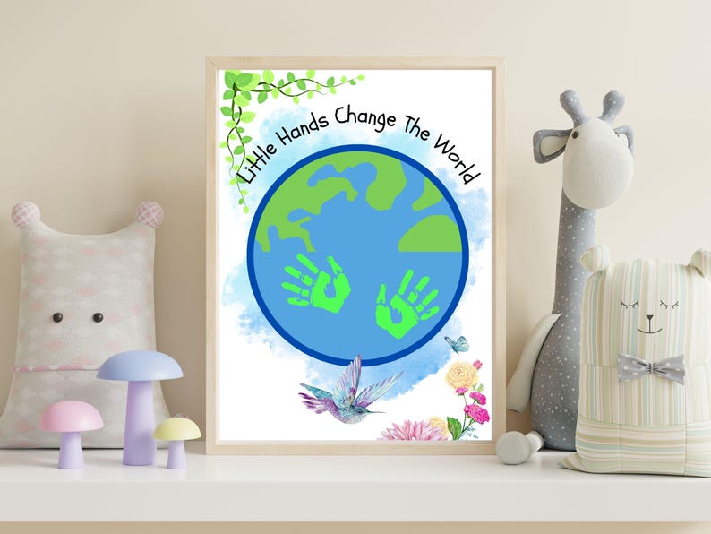 Earth Day Handprint Art: Kids School Craft, Little Hands Change the ...