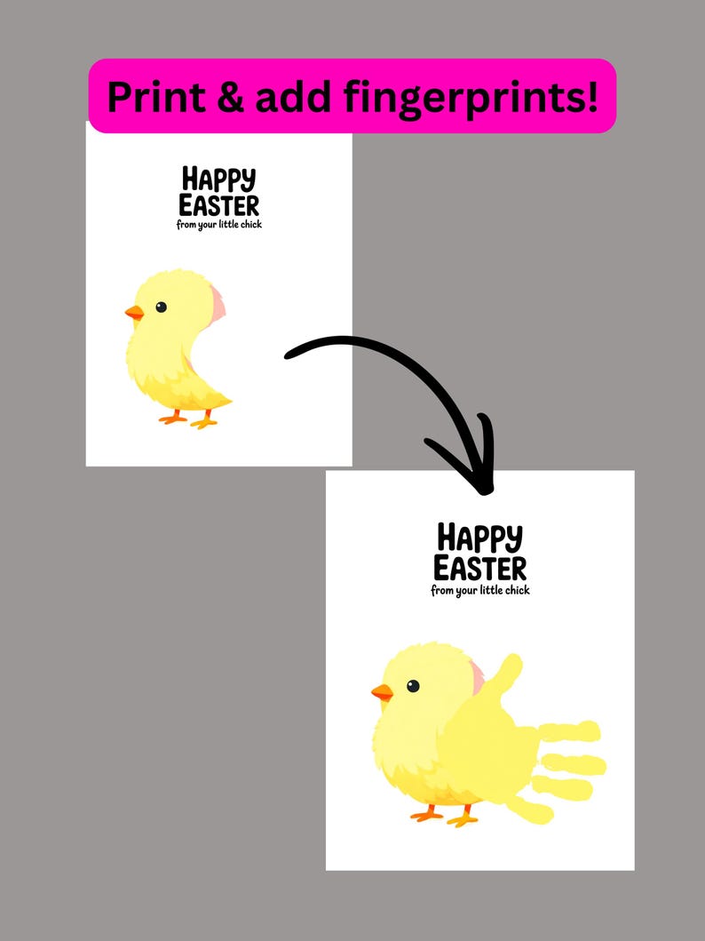 Easter Chick Handprint Craft Printable for Kids Baby Handprint Keepsake ...