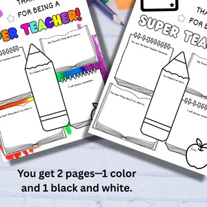 Teacher Thank You Coloring Page: School Kids Printable (instant ...