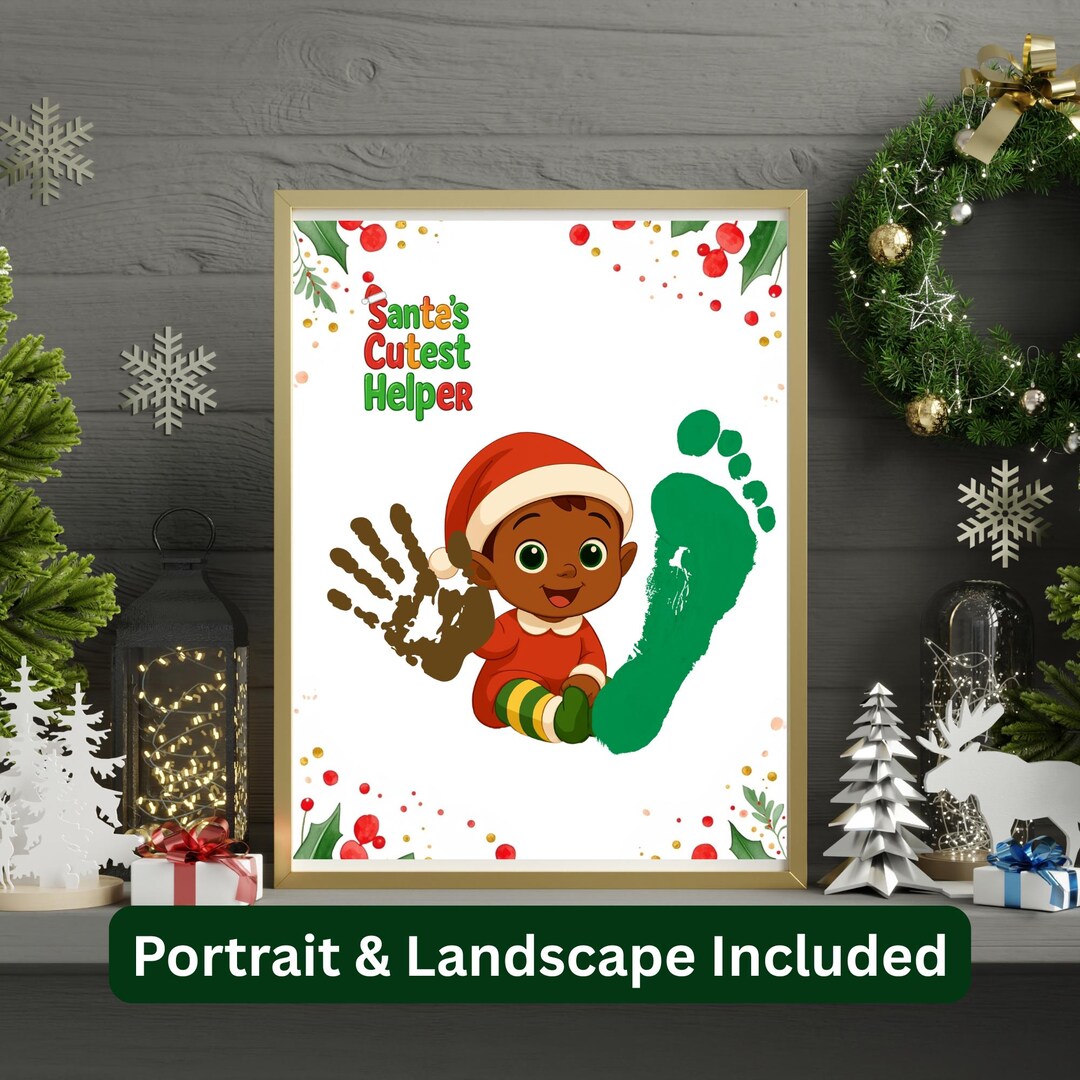 Christmas Elf Handprint Footprint Craft, Kids Art Template (digital ...