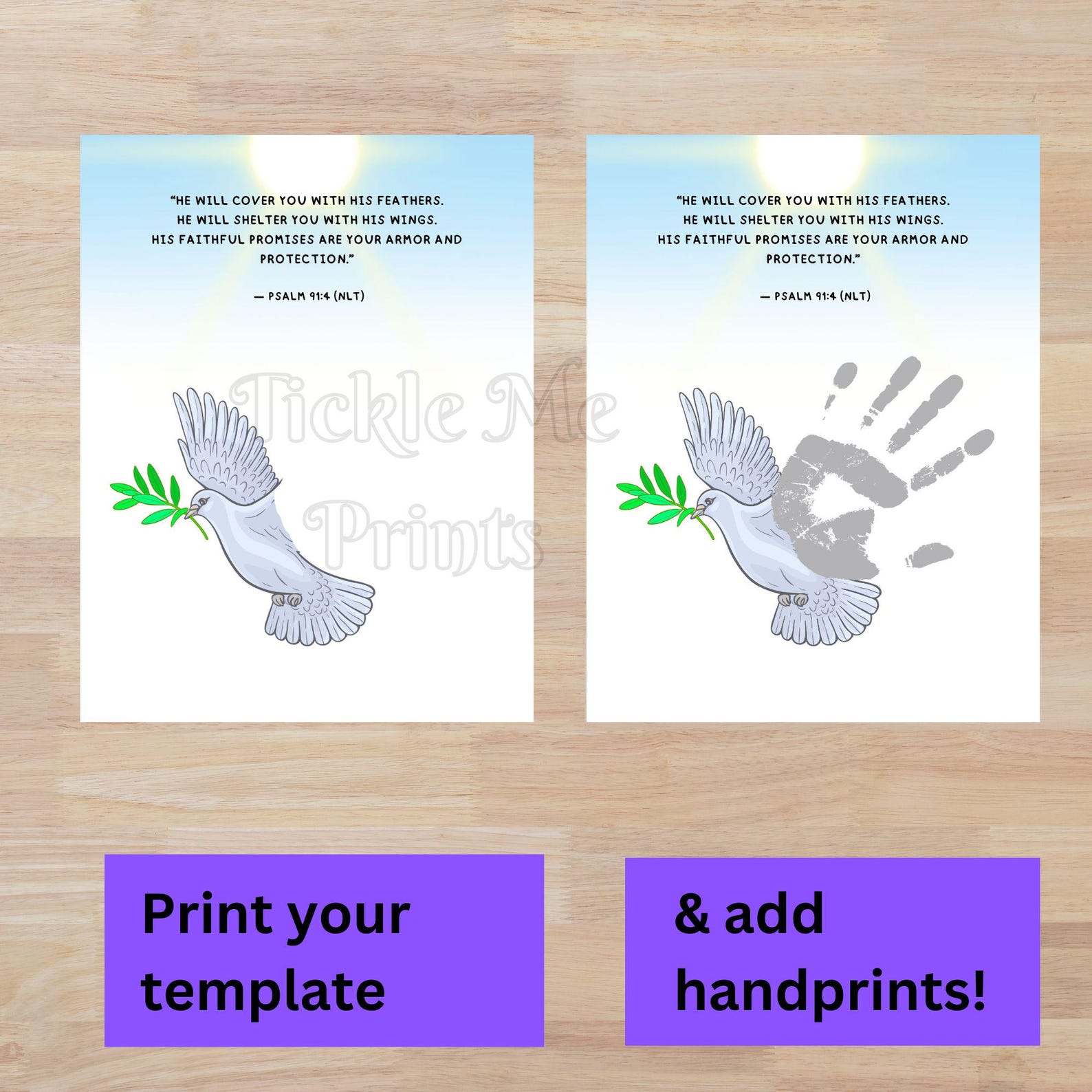 Bible Handprint Craft for Kids –bible Verse Handprint Art- Psalm 91:4 ...