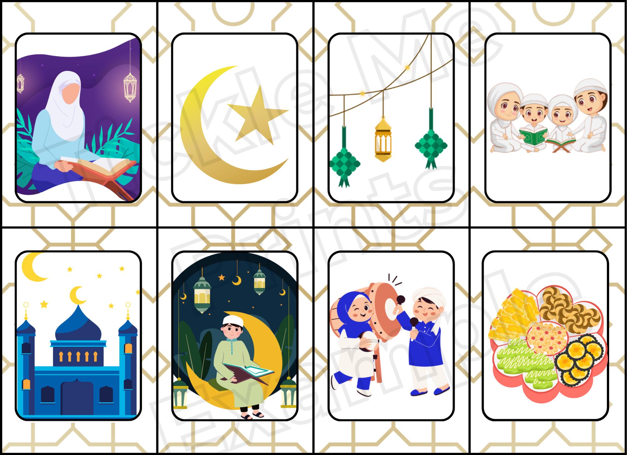 Printable Ramadan and Eid Card Game for Kids Islamic Memory Card ...
