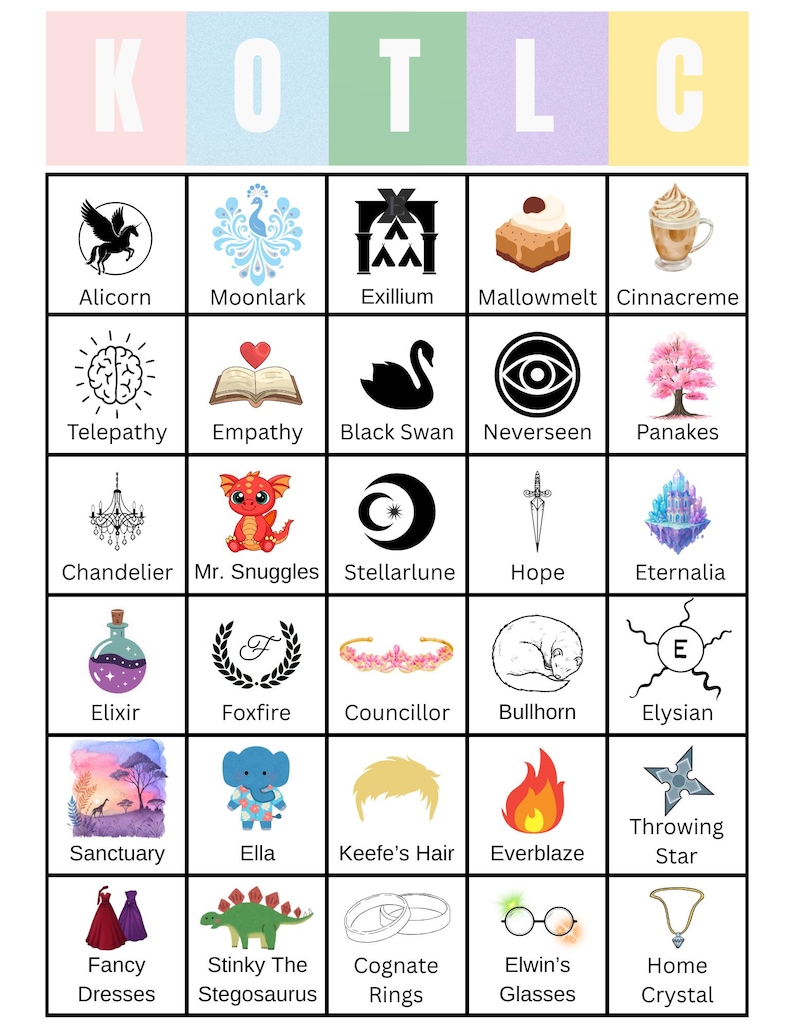 KOTLC Bingo Game | Keeper of the Lost Cities by Shannon Messenger, 20 ...