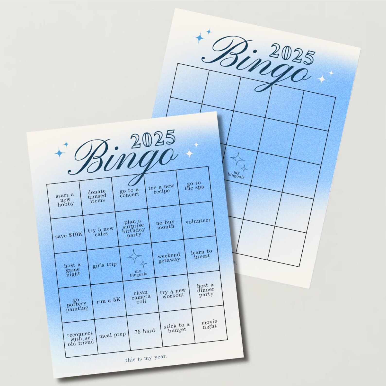 2025 Bingo Card Template, New Years Bingo Vision Board Blank Bingo ...