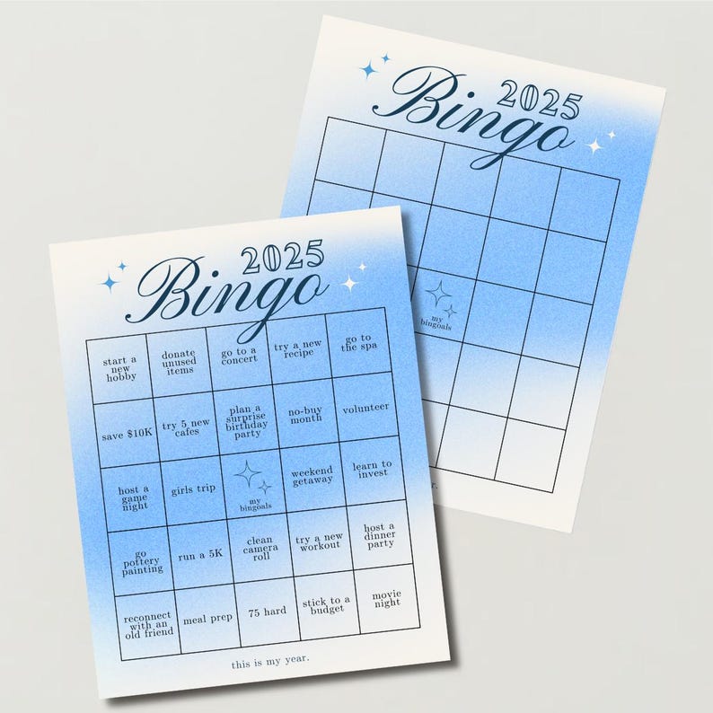 2025 Bingo Card Template, New Years Bingo Vision Board Blank Bingo ...