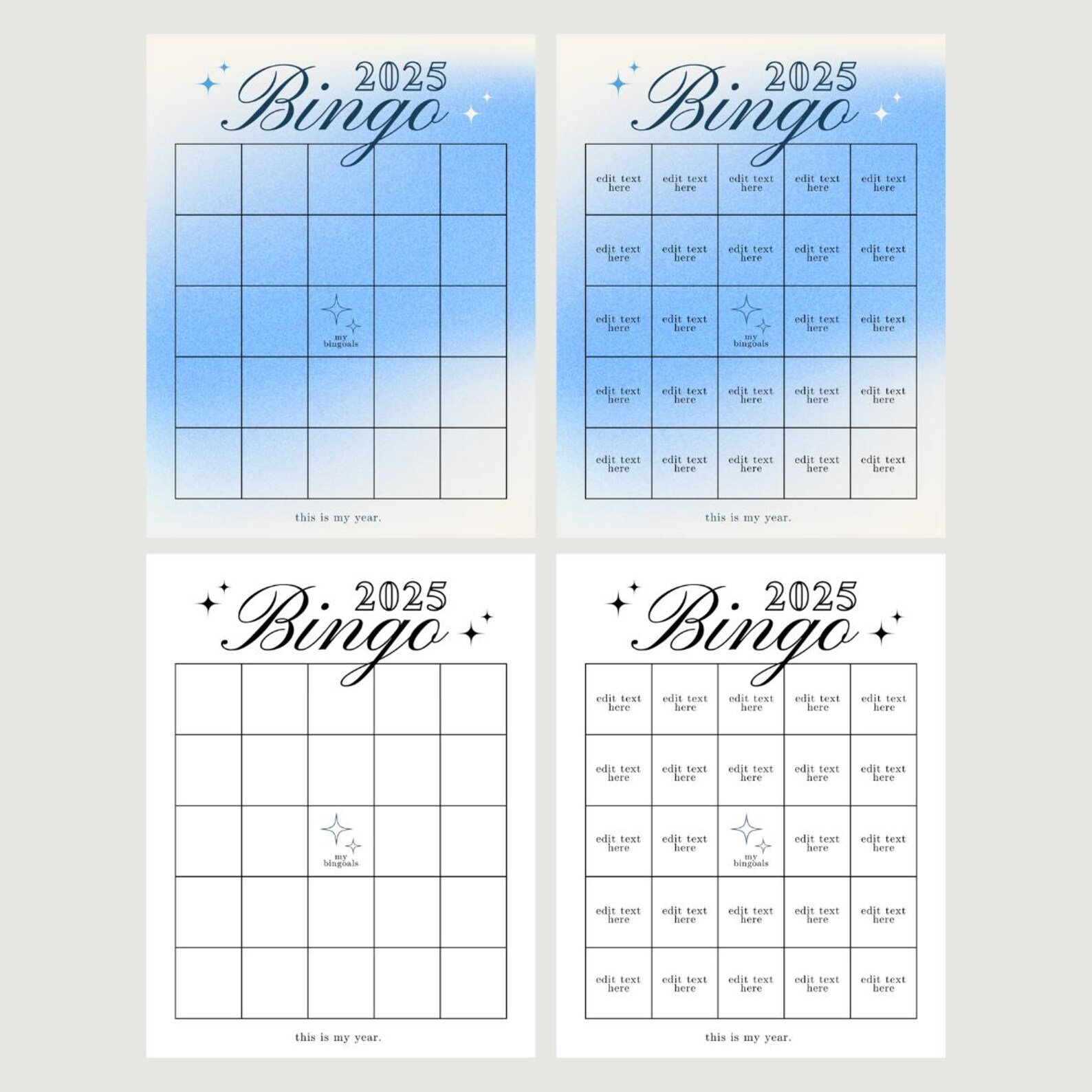 2025 Bingo Card Template, New Years Bingo Vision Board Blank Bingo ...