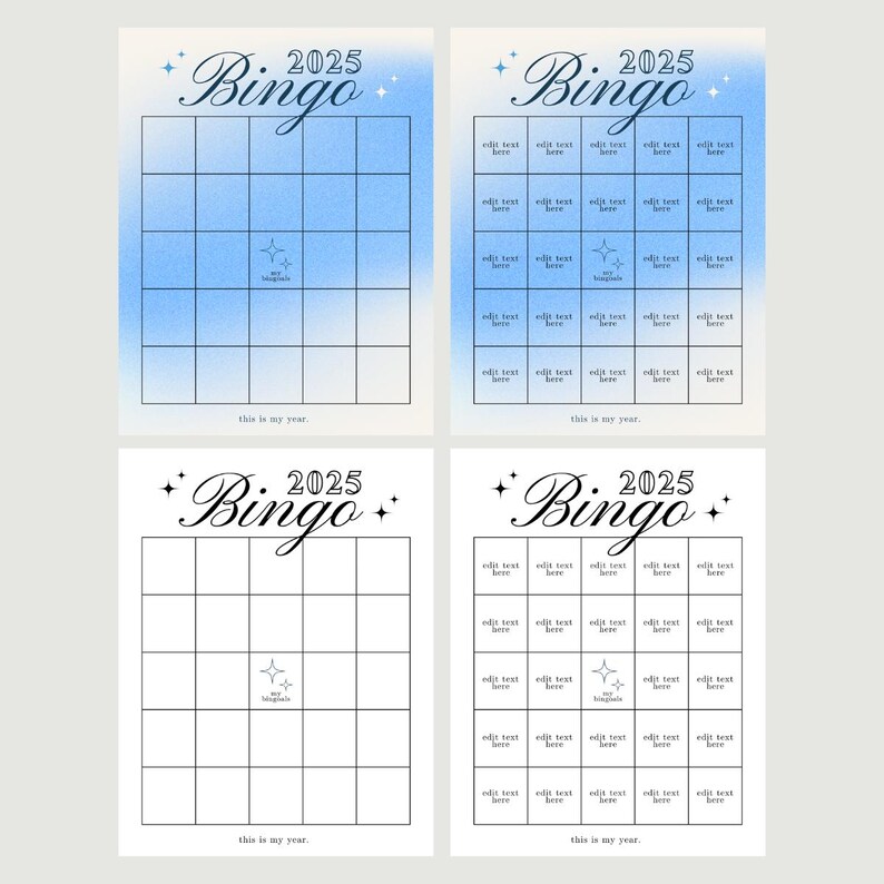2025 Bingo Card Template, New Years Bingo Vision Board Blank Bingo ...