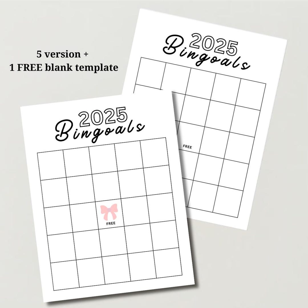 2025 Bingo Card Template, New Years Bingo Vision Board Blank Bingo ...