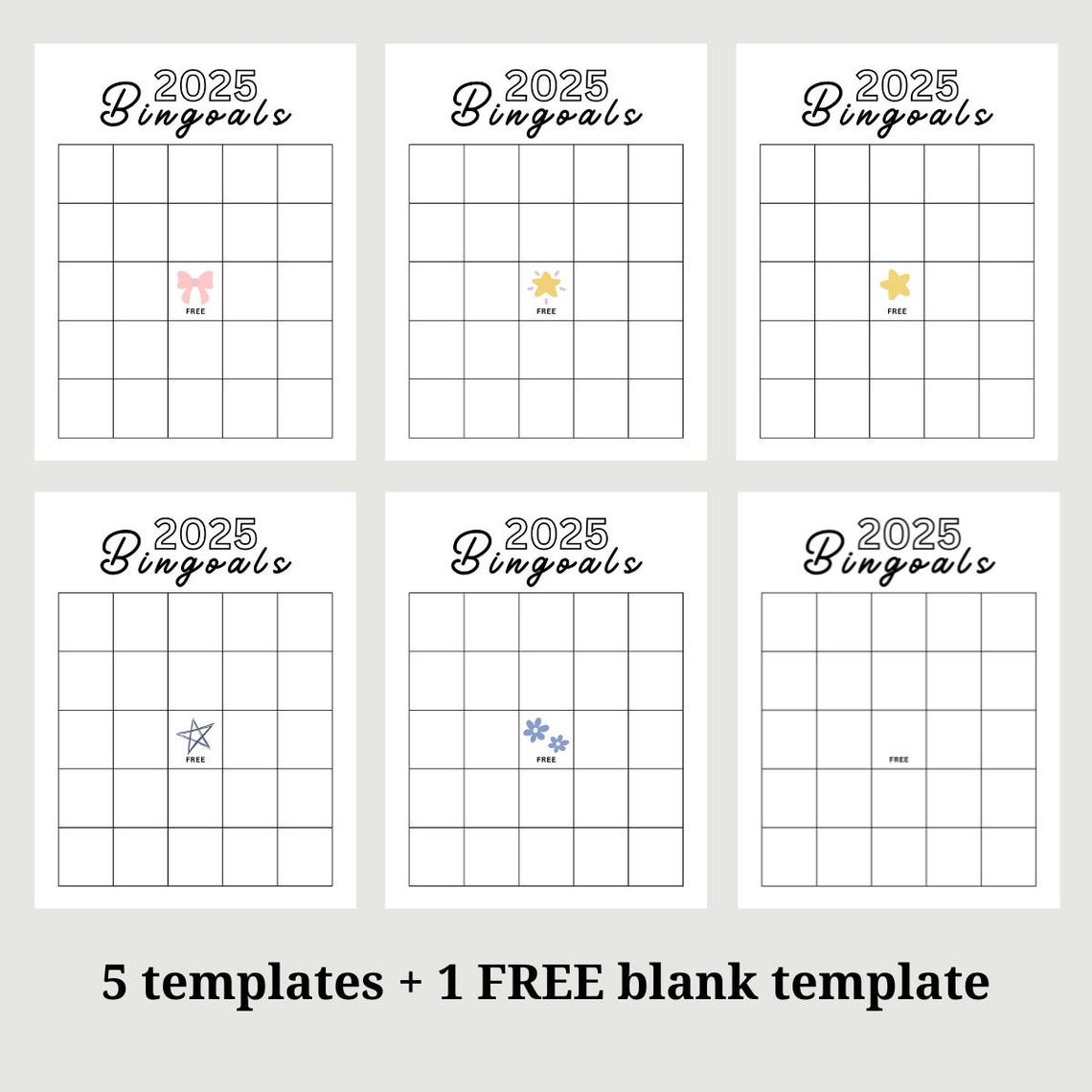 2025 Bingo Card Template, New Years Bingo Vision Board Blank Bingo ...