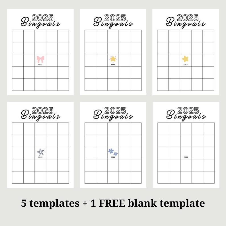 2025 Bingo Card Template, New Years Bingo Vision Board Blank Bingo ...