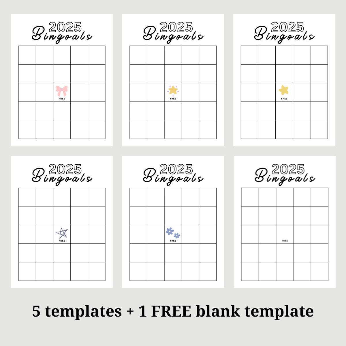 2025 Bingo Card Template, New Years Bingo Vision Board Blank Bingo ...