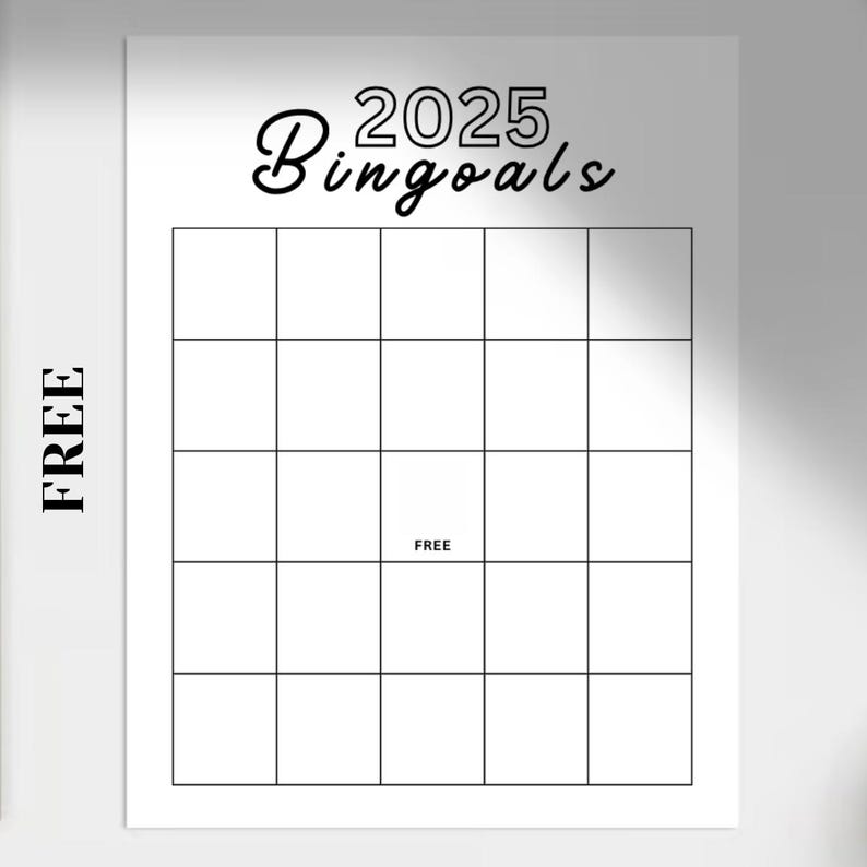 2025 Bingo Card Template, New Years Bingo Vision Board Blank Bingo ...