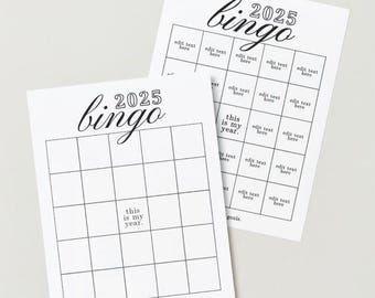 2025 Bingo Card Template, New Years Bingo Vision Board Blank Bingo ...