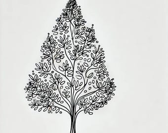 Deciduous Trees Part 2 Single Line Drawings - Digital Download for Wall ...