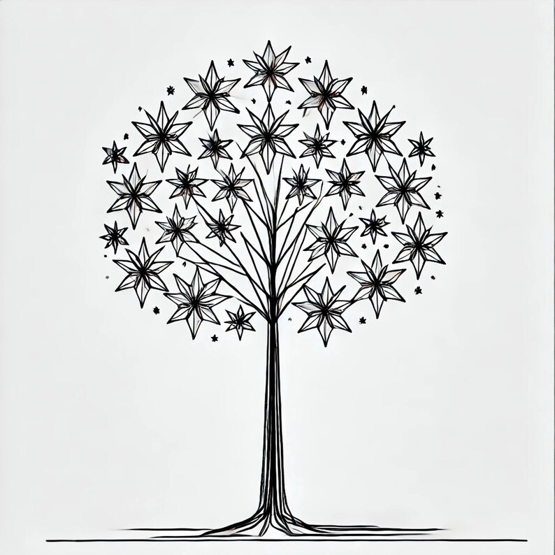 Deciduous Trees Part 2 Single Line Drawings - Digital Download for Wall ...