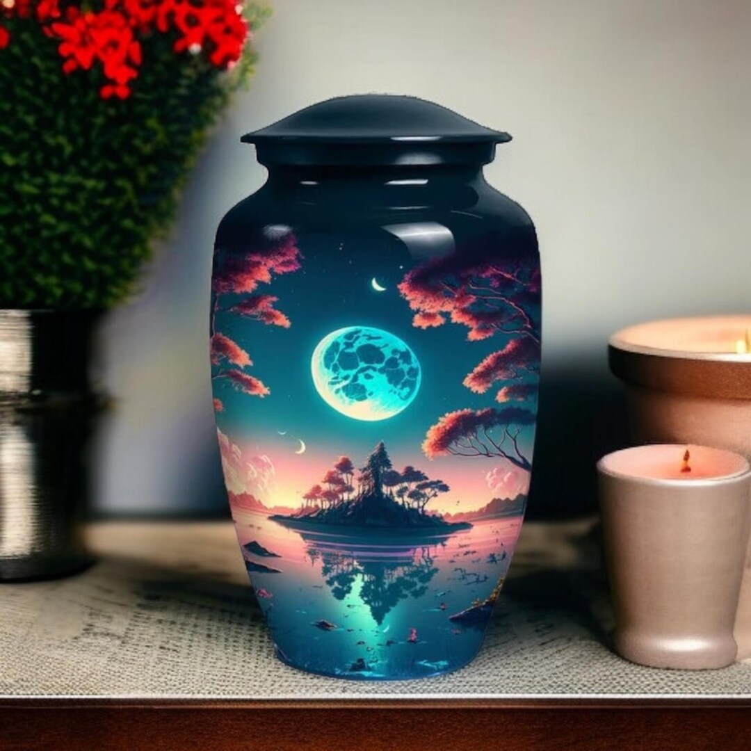 Moonlight Cremation Urn for Human Ashes Fantasy Night Scene Urn With ...
