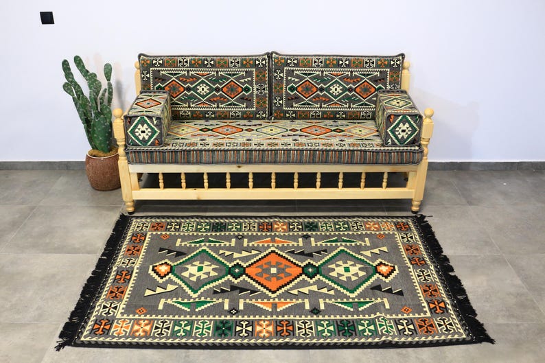 Gray Outdoor Furniture Set, Arabic Patio Seating, Ottoman Sofa ...