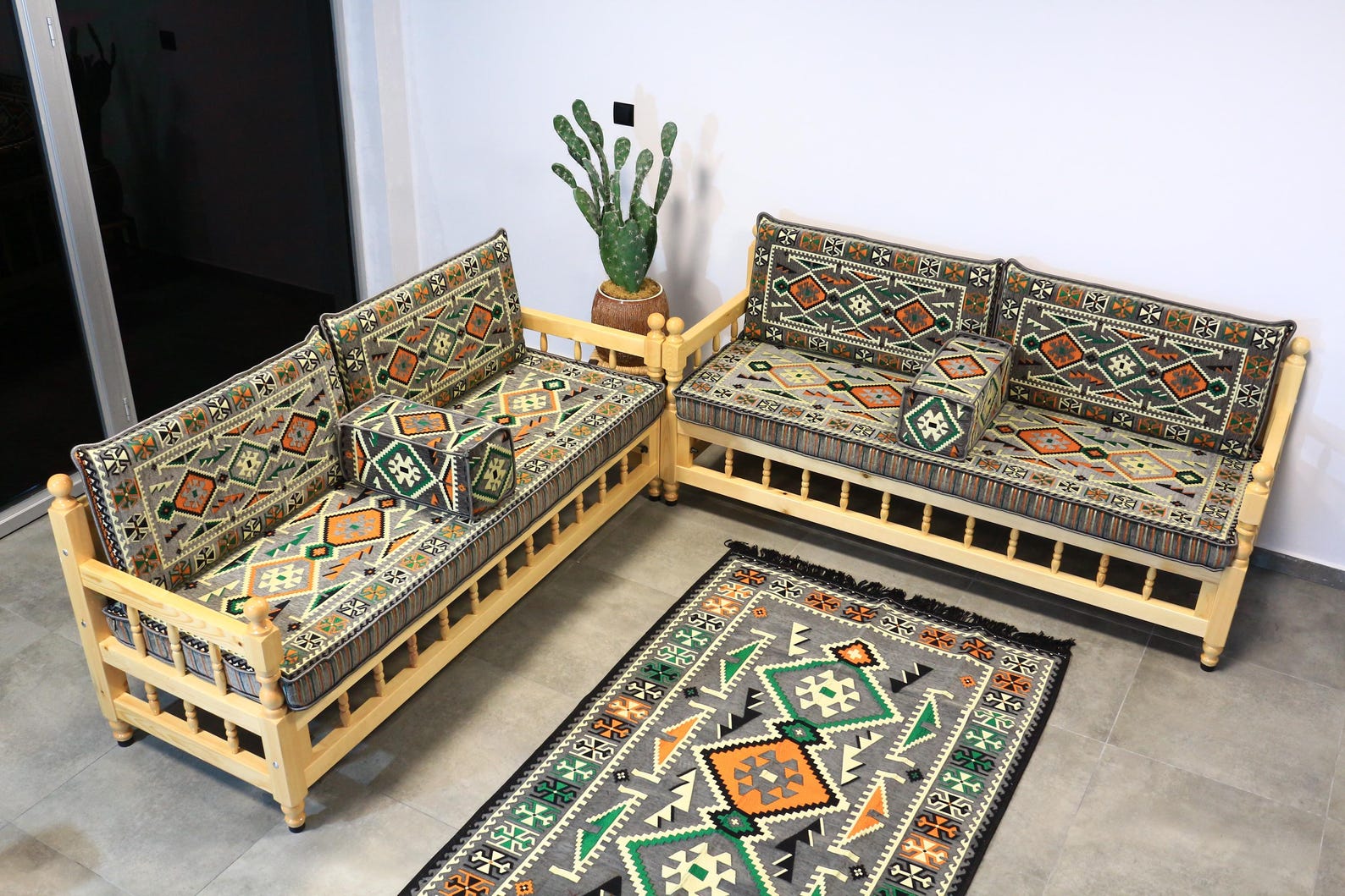 Gray Outdoor Furniture Set, Arabic Patio Seating, Ottoman Sofa ...