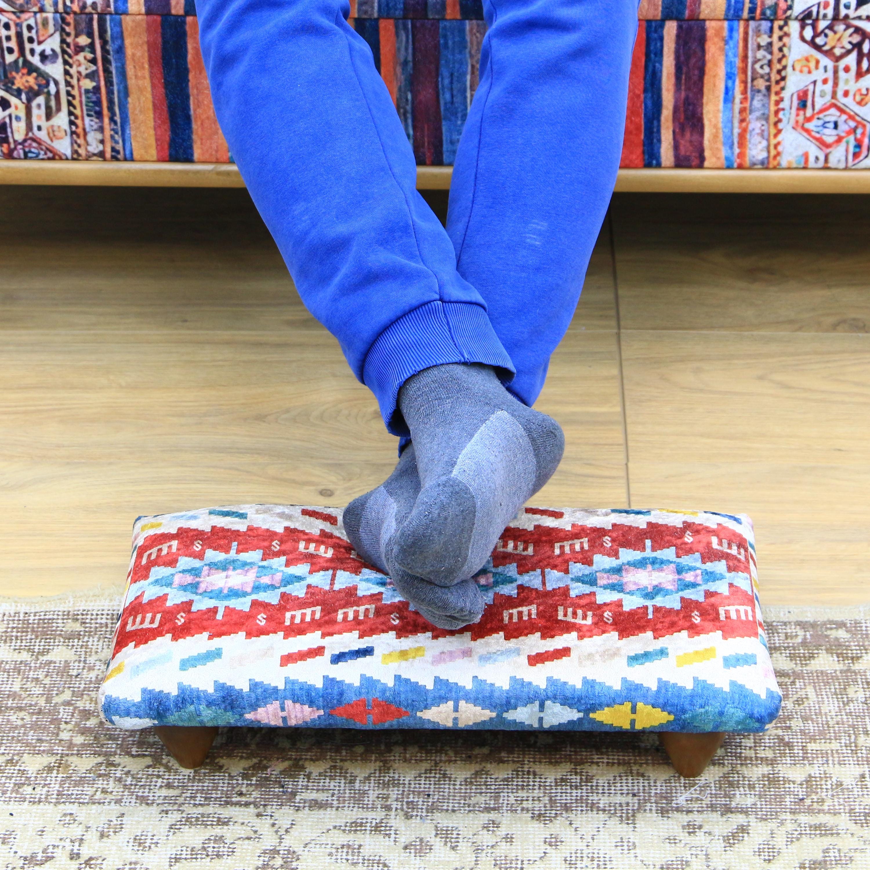 Ottoman Footstool, Handcrafted Ottoman, Cozy Wooden Foot Rest, Stylish ...