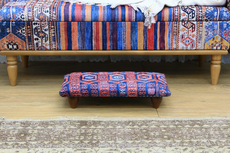 Foot Rest Pouf, Upholstered Bed Step, Multipurpose Stool, Under Desk ...