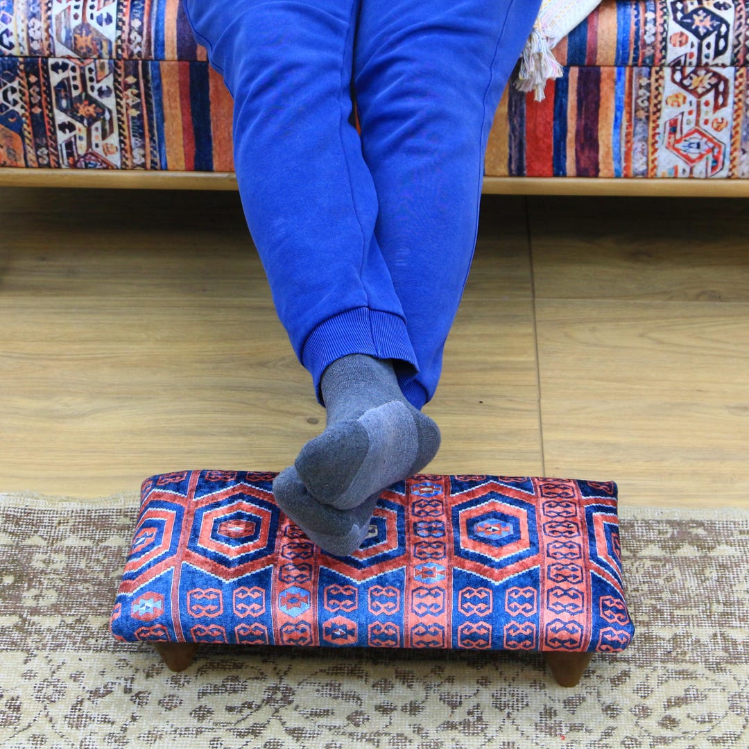 Foot Rest Pouf, Upholstered Bed Step, Multipurpose Stool, Under Desk ...