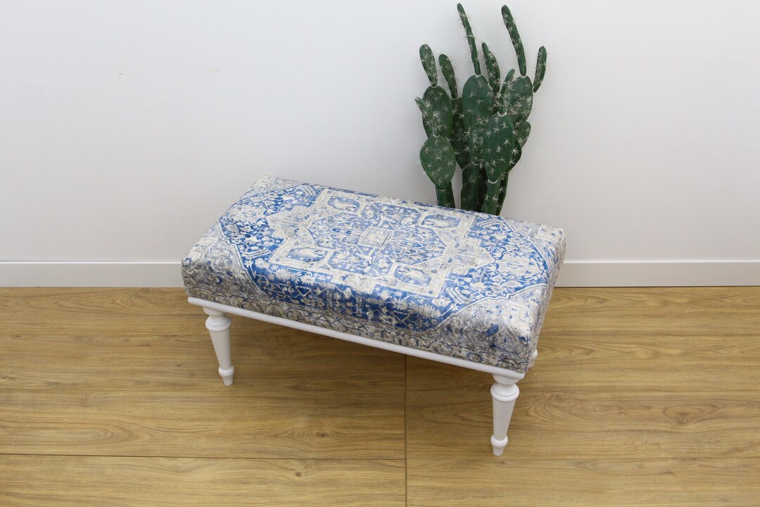 Handmade Ottoman Bench, Turkish Rug Bench, Farmhouse Decor, End of Bed ...