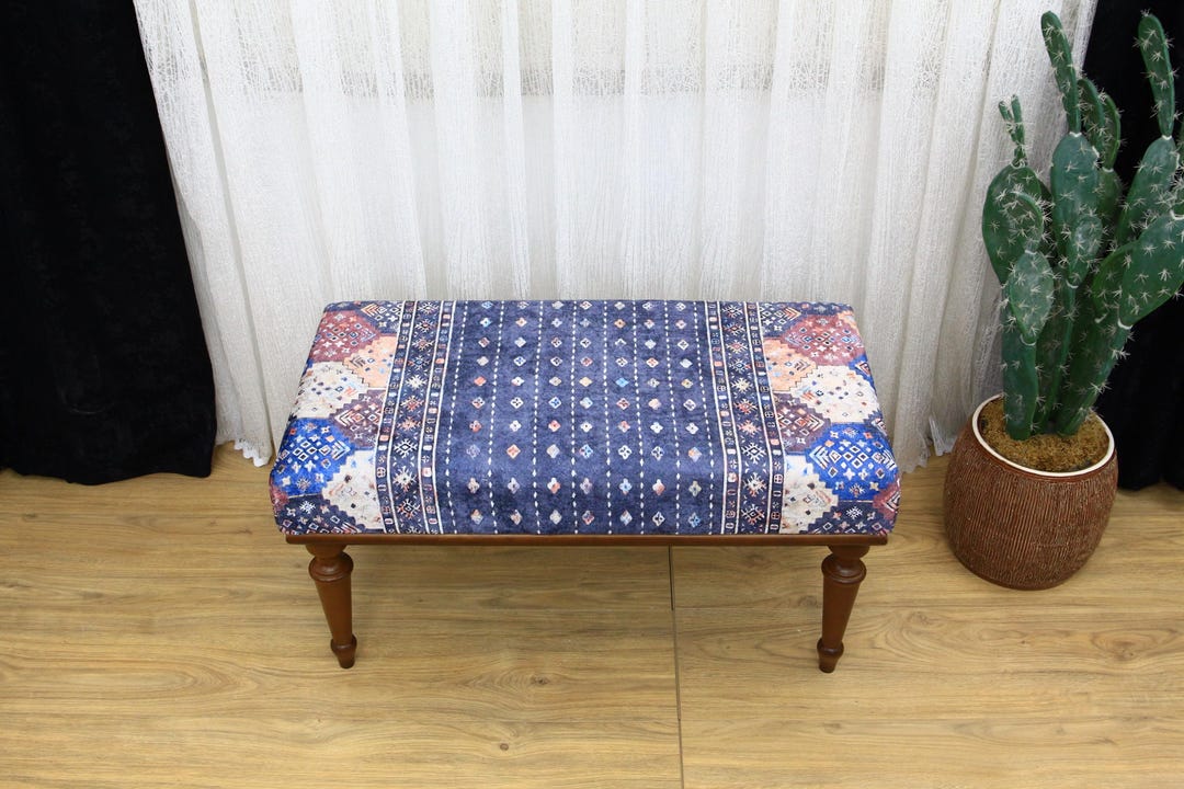 Bench, Floral Furniture, Blue Bench, Modern Bench, Home Decor, Hallway ...
