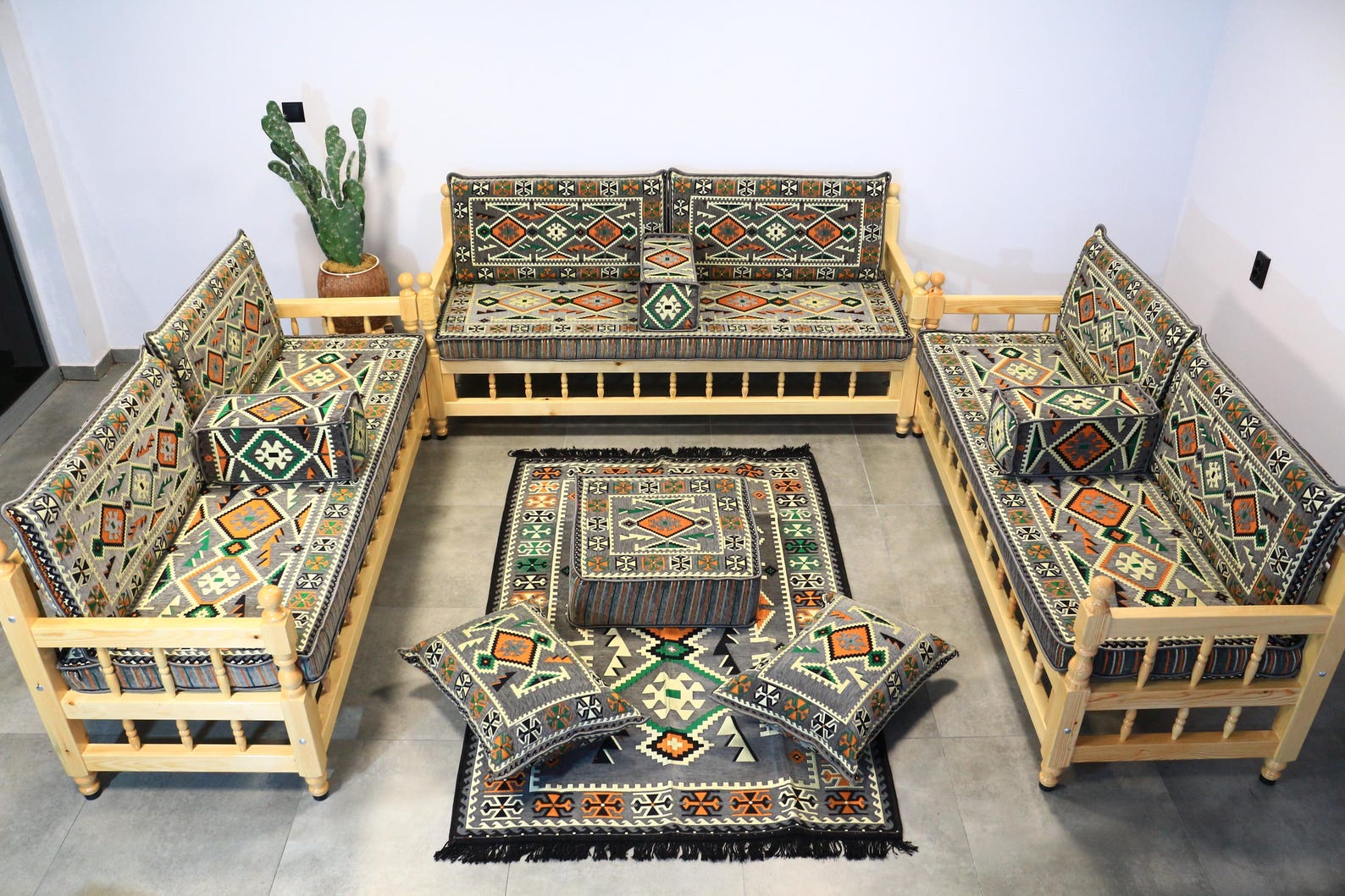 Gray Outdoor Furniture Set, Arabic Patio Seating, Ottoman Sofa ...