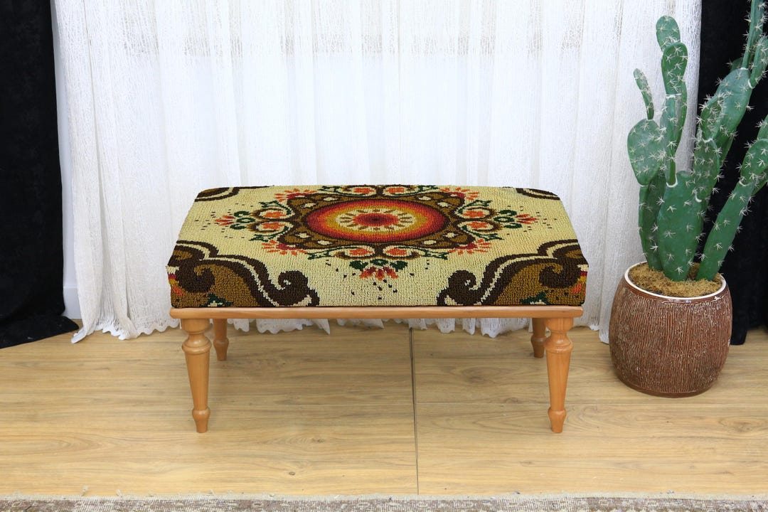 Cubism Style Black and White Geometric Pattern Rectangular Bench With ...