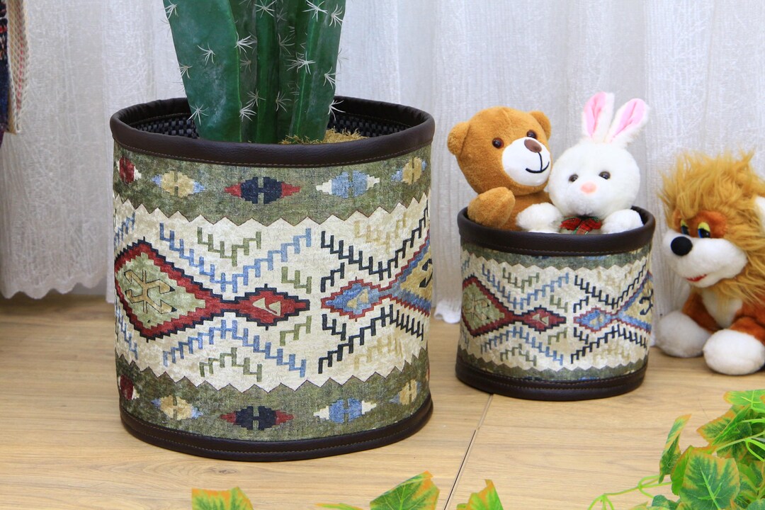 Plant Basket Made of Pendleton Wool and Leather | Plant Pot Cover ...