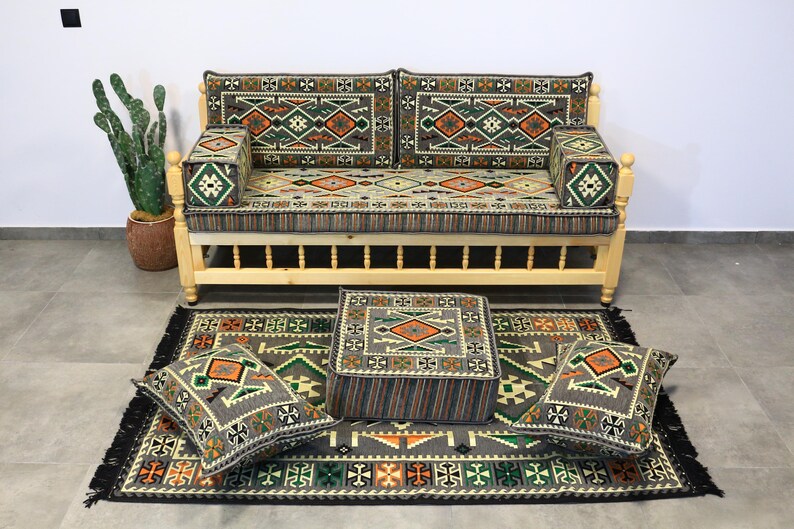 Gray Outdoor Furniture Set, Arabic Patio Seating, Ottoman Sofa ...