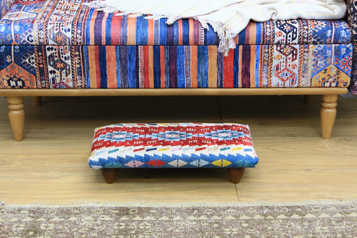 Ottoman Footstool, Handcrafted Ottoman, Cozy Wooden Foot Rest, Stylish ...