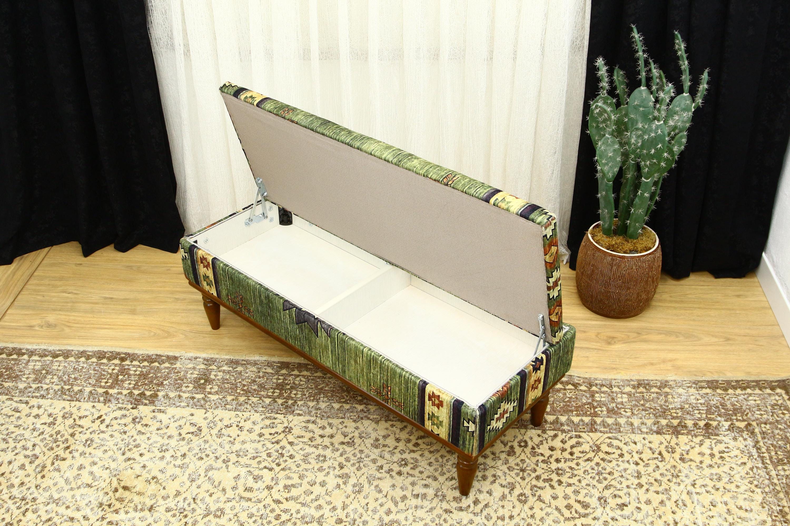 Kilim Patterned Entryway Storage Bench, Functional Bench, Hallway Trunk ...