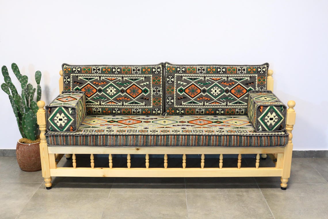 Gray Outdoor Furniture Set, Arabic Patio Seating, Ottoman Sofa ...
