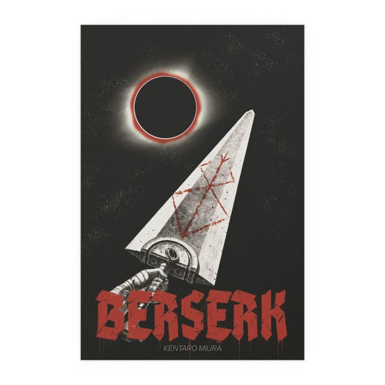 Berserk Manga Poster - Minimalist Berserk Art Print, Vintage Swordsman ...