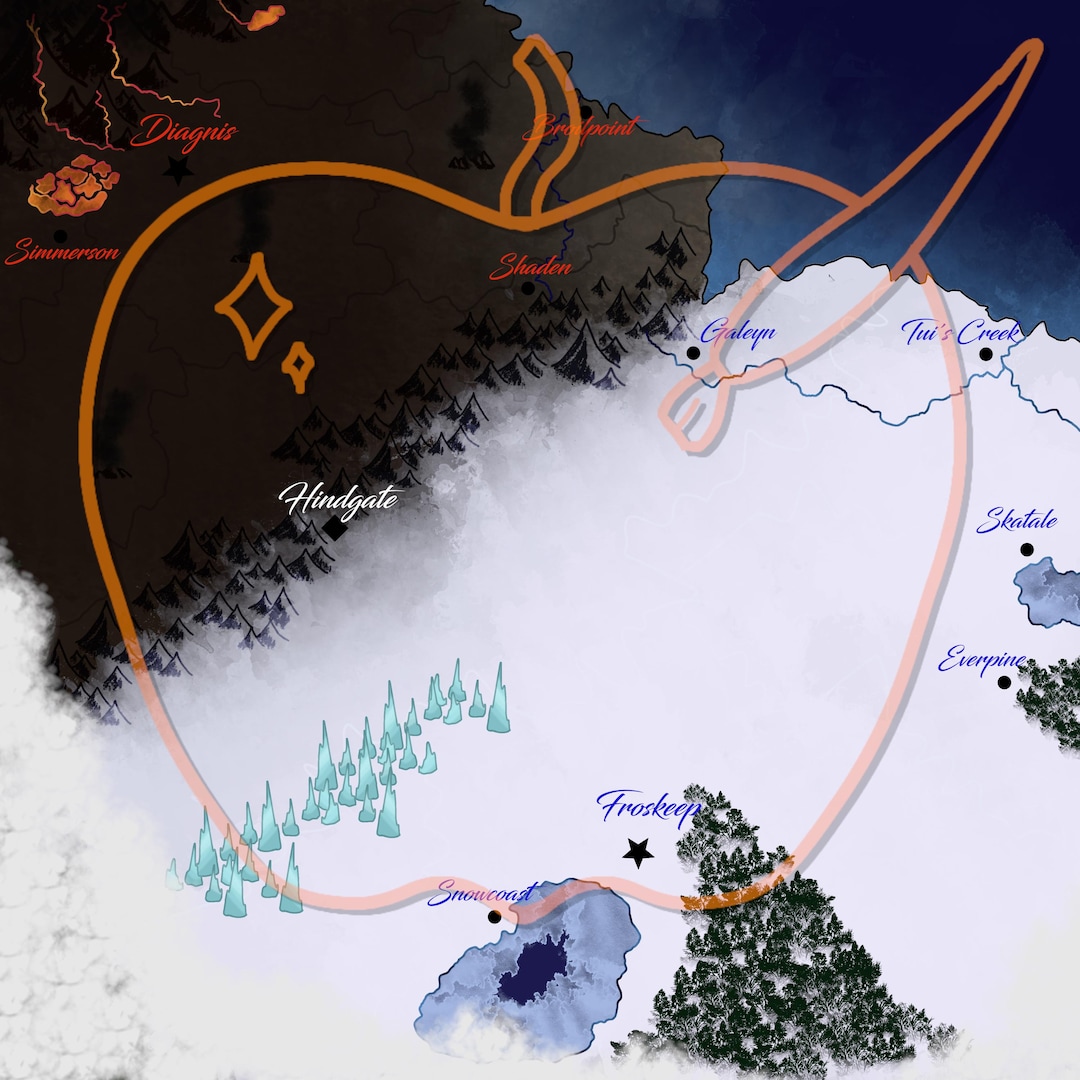 Ice and Fire Fantasy Map for TTRPG, Writing, and More - Etsy