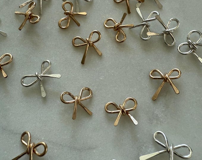 Cute Bow Charm Connectors 14K Gold Filled or Sterling Silver ...