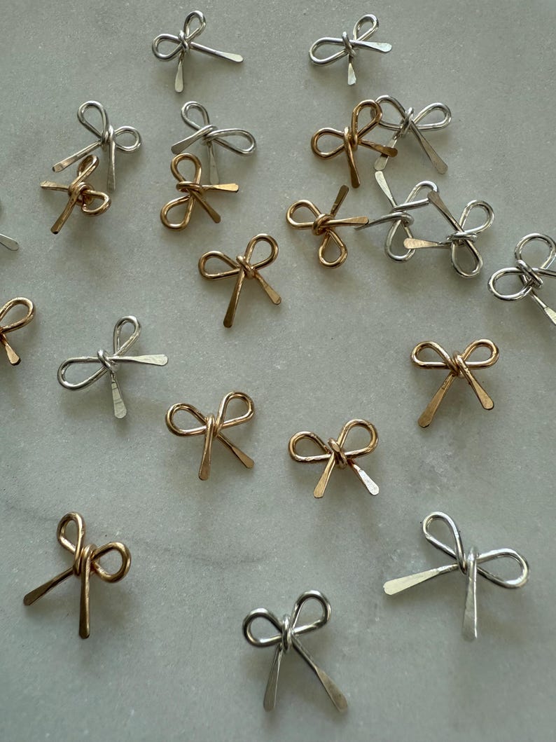Cute Bow Charm Connectors 14K Gold Filled or Sterling Silver ...