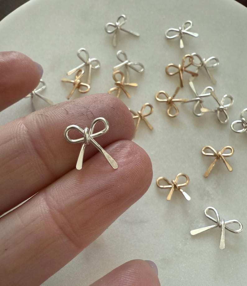 Cute Bow Charm Connectors 14K Gold Filled or Sterling Silver ...