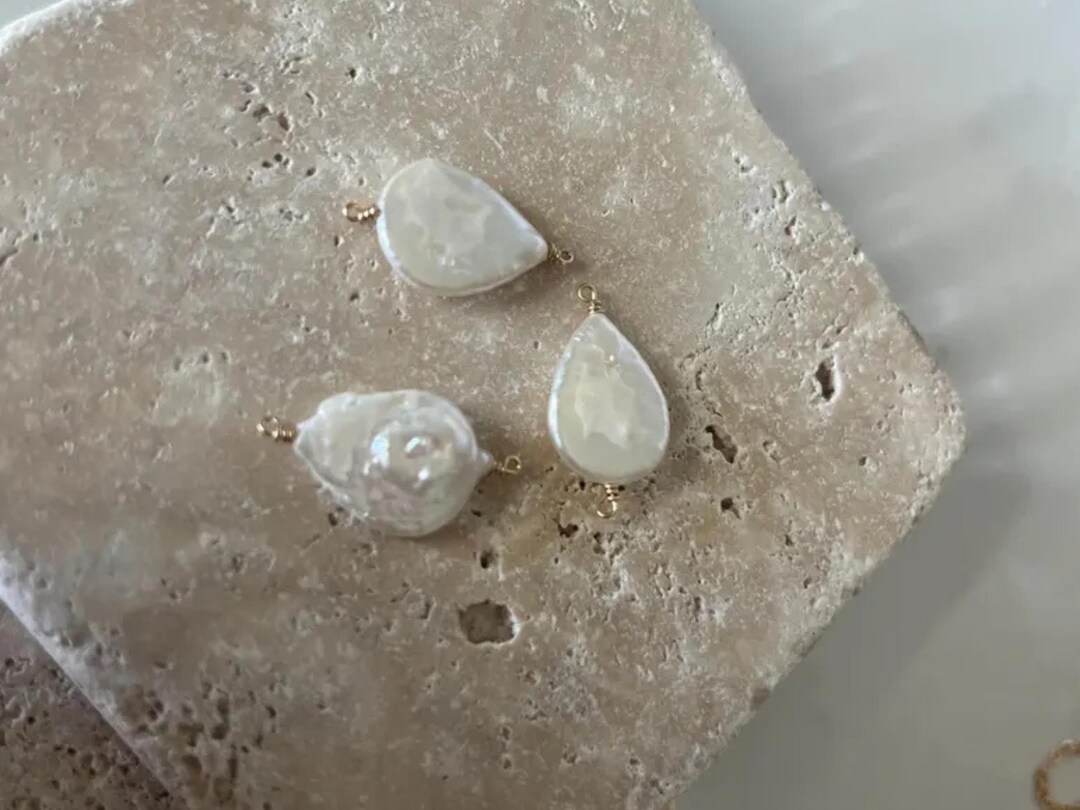 Freshwater Pearl Teardrop Connector 14k Gold Filled or Sterling Silver ...