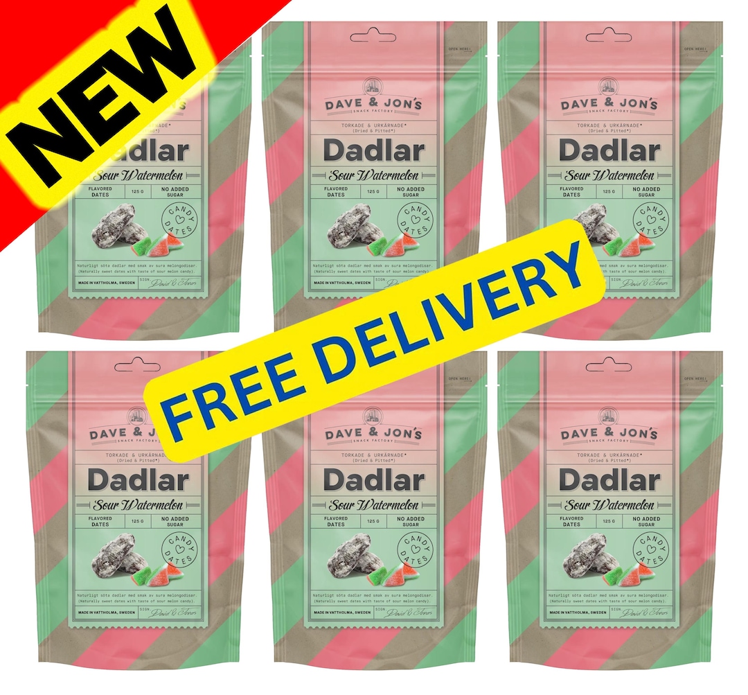 NEW 6 or 12 Dave & Jons Dates Sour Watermelon Healty Snack Swedish ...
