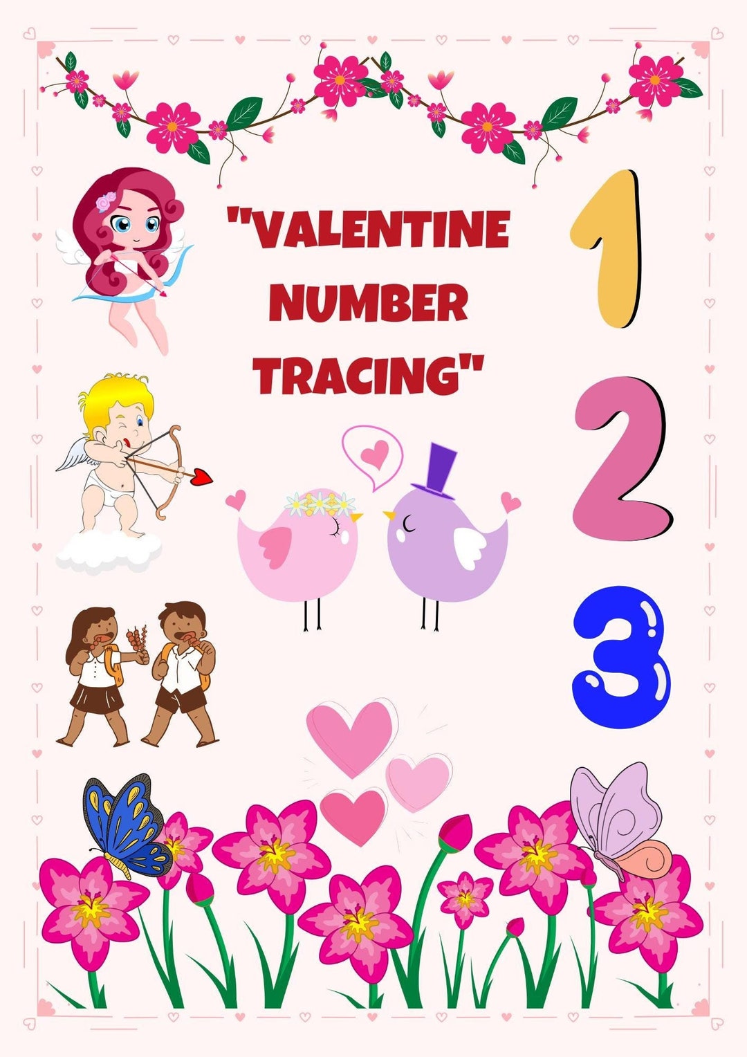 Valentine Number Tracing Worksheets | Printable Valentine’s Day Number ...