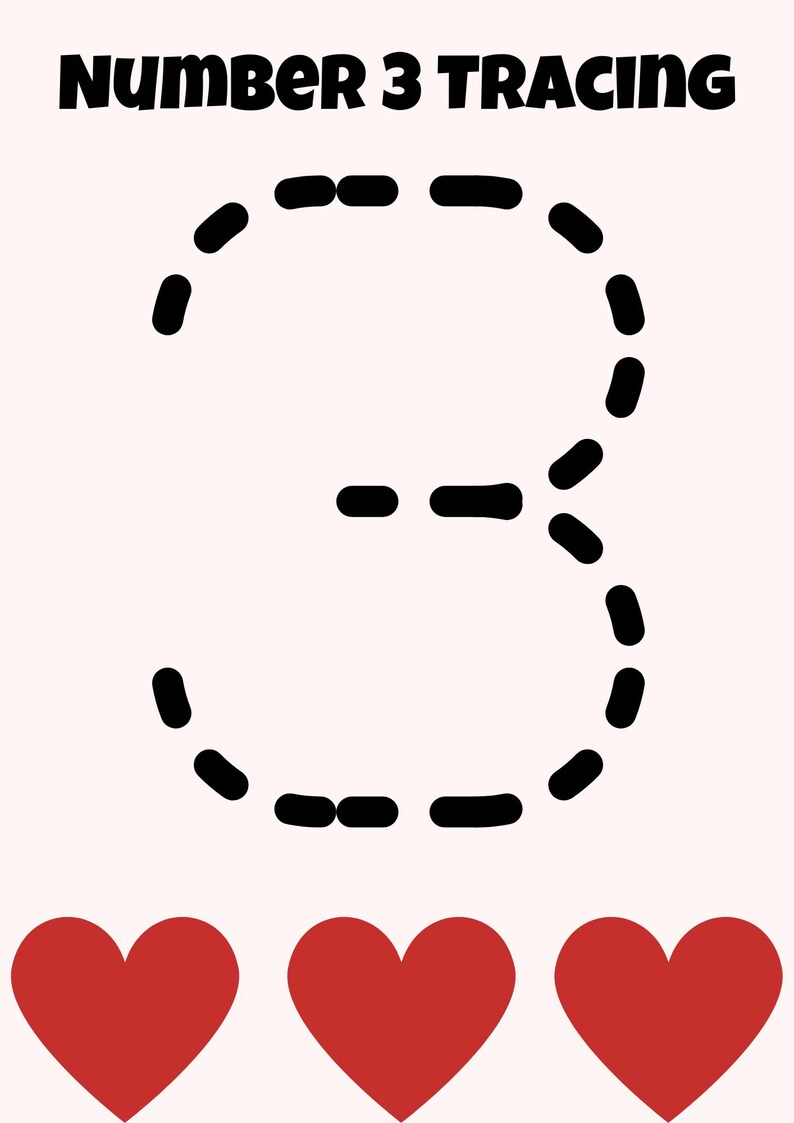 Valentine Number Tracing Worksheets | Printable Valentine’s Day Number ...