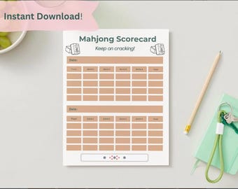 Mahjong Score Sheet Printable – Gift for Mahjong Lovers, 4 Player Game ...