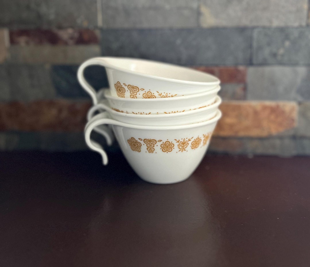 Vintage Antique Coffee Tea Cups Corelle Butterfly Gold by Corning Hook ...