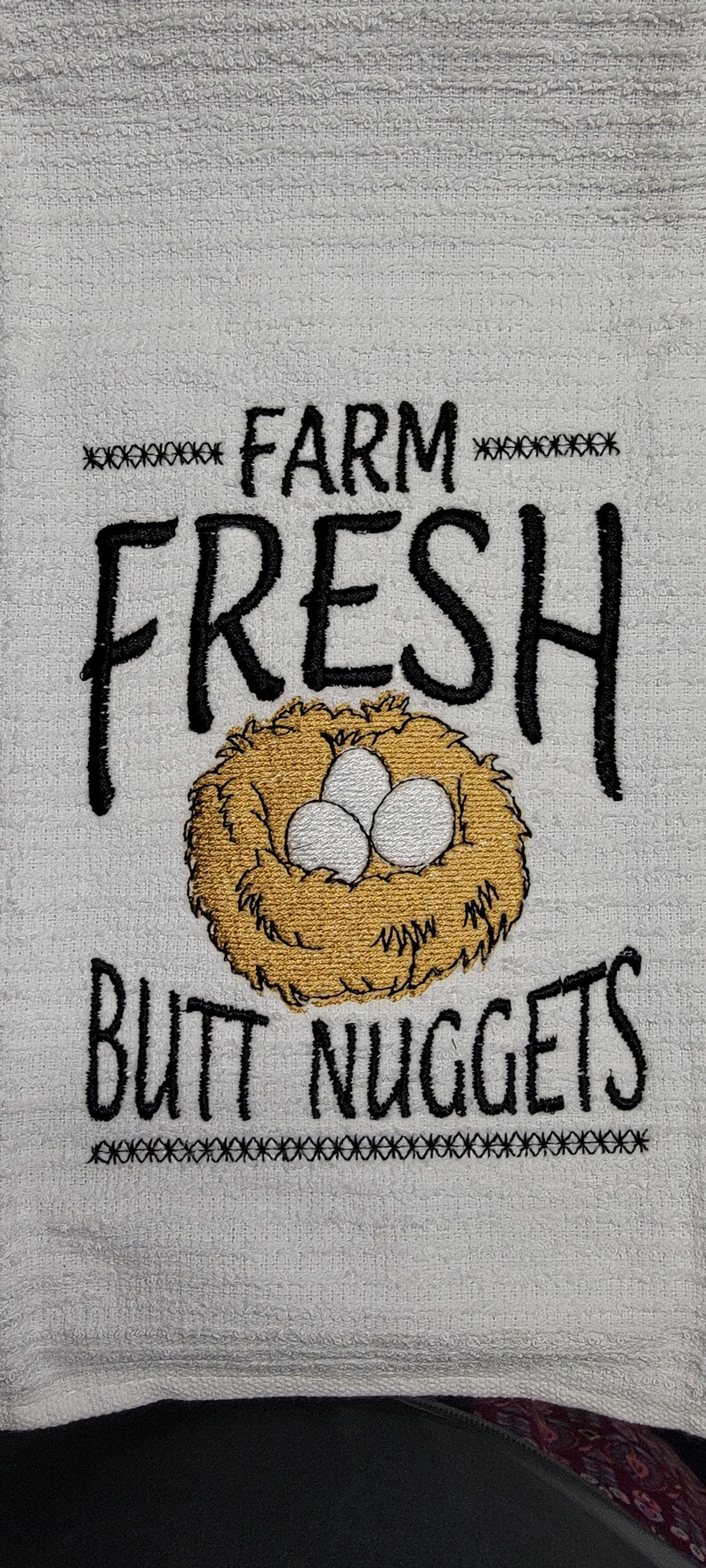 Farm Fresh Butt Nuggets Embroidered Hand Towel - Etsy