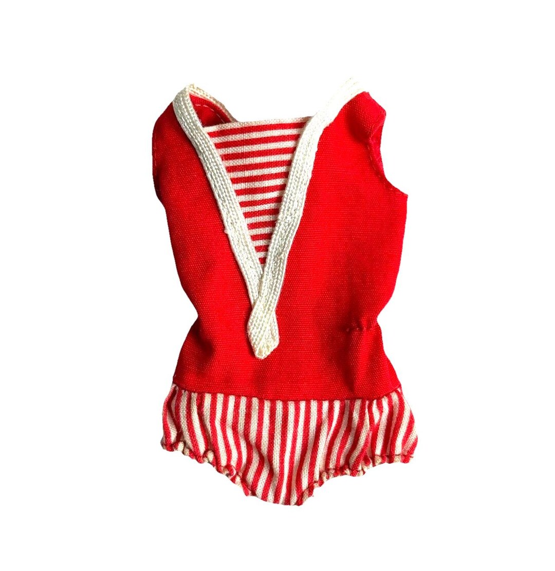 Vintage 1964 Barbie Doll Skipper One Piece Red Bathing Suit #950 Mattel ...