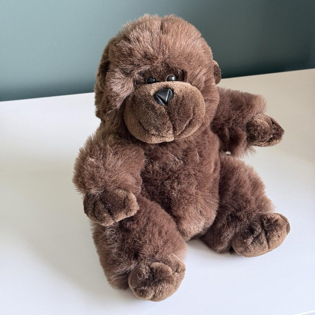 Vintage Ape Gorilla Brown Plush Stuffed Animal 10" Seated Toy T21 {pre ...