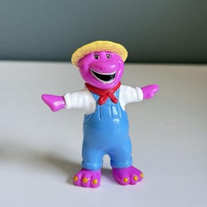 Rare Vintage Barney Purple Dinosaur Farmer Overalls PVC Figure 1997 ...