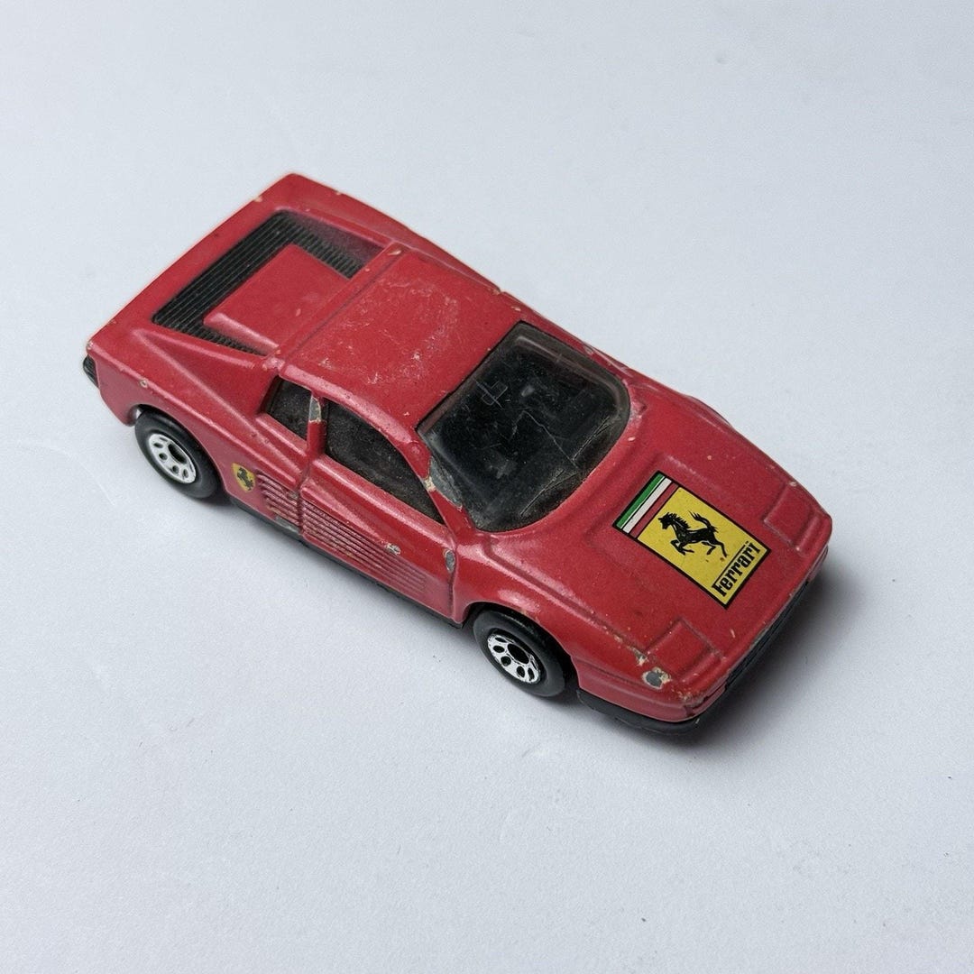 1986 Red Ferrari Testarossa Die Cast Metal 1:59 Scale Toy Matchbox Car ...